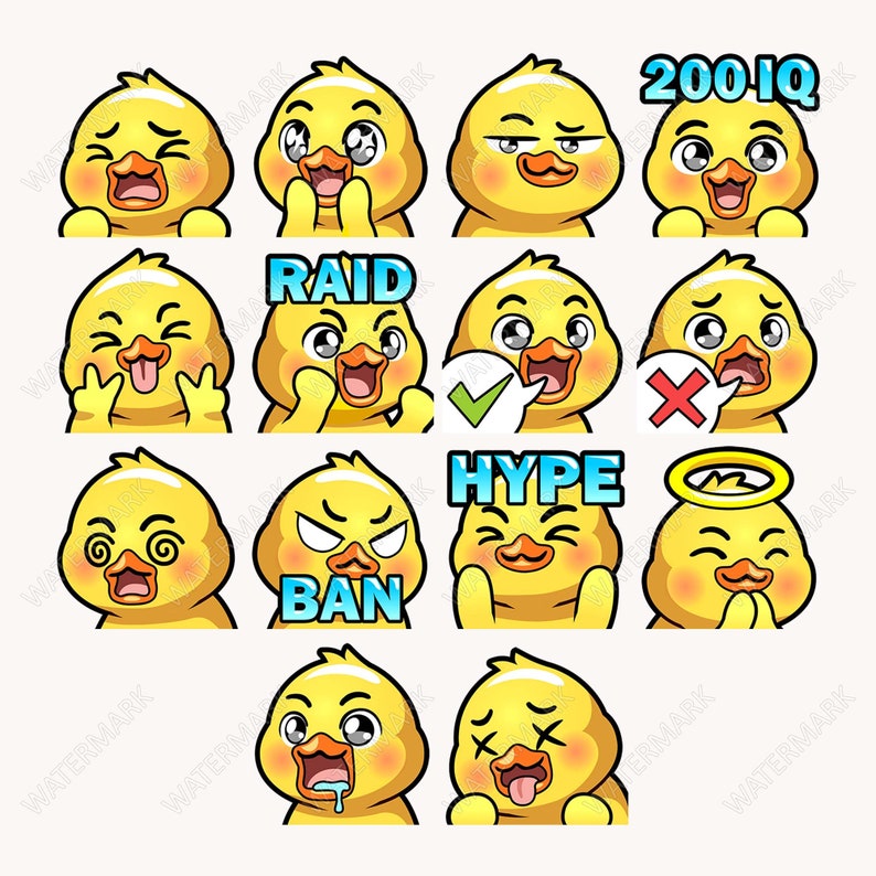 Yellow Chick / Duck Emotes X 46 for Twitch and Discord Emote | Chick ...