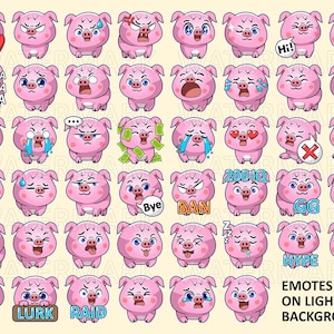 Pig Emotes X 46 for Twitch & Discord Emote and Whatsapp Emote | Cute ...