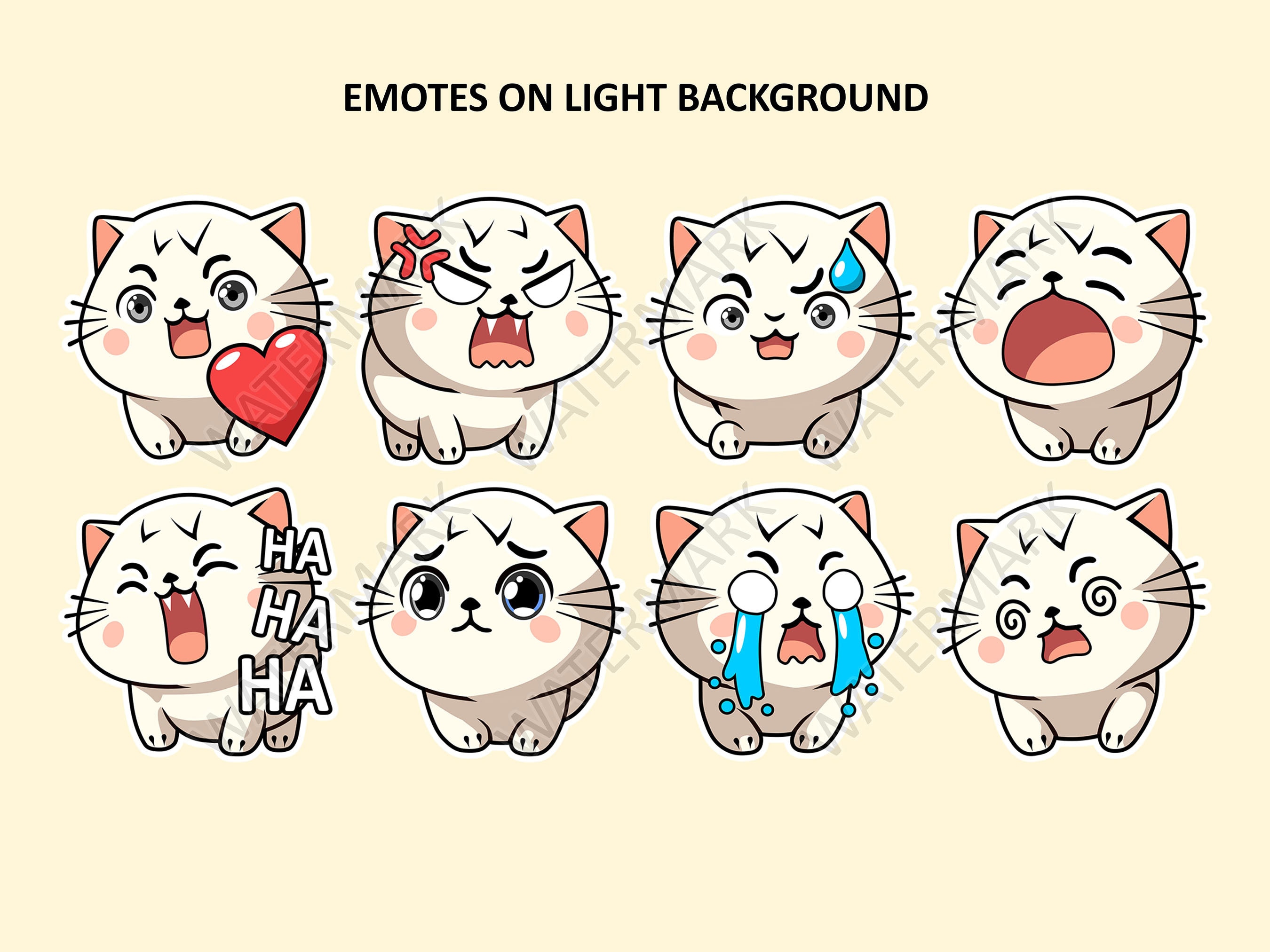 White Cat Emotes Pack 1 / for Twitch Emote, Discord Emote, and Whatsapp ...