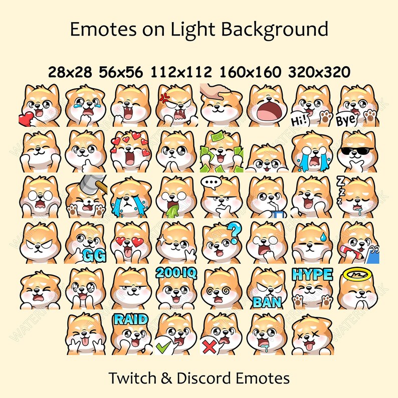Shiba Inu Dog Emotes X 46 for Twitch & Discord Emote Shiba - Etsy