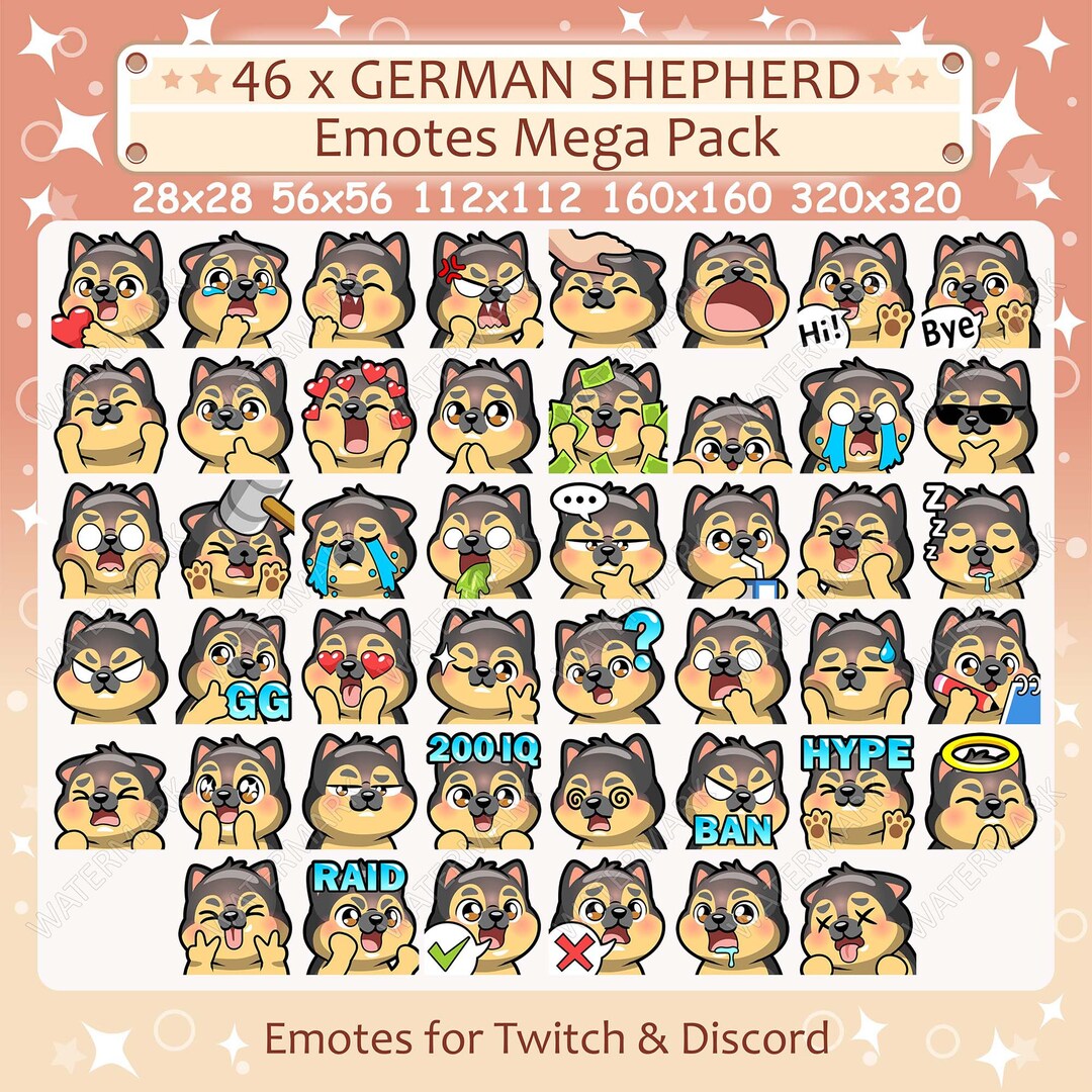 German Shepherd Dog Emotes X 46 for Twitch & Discord | German Shepherd ...