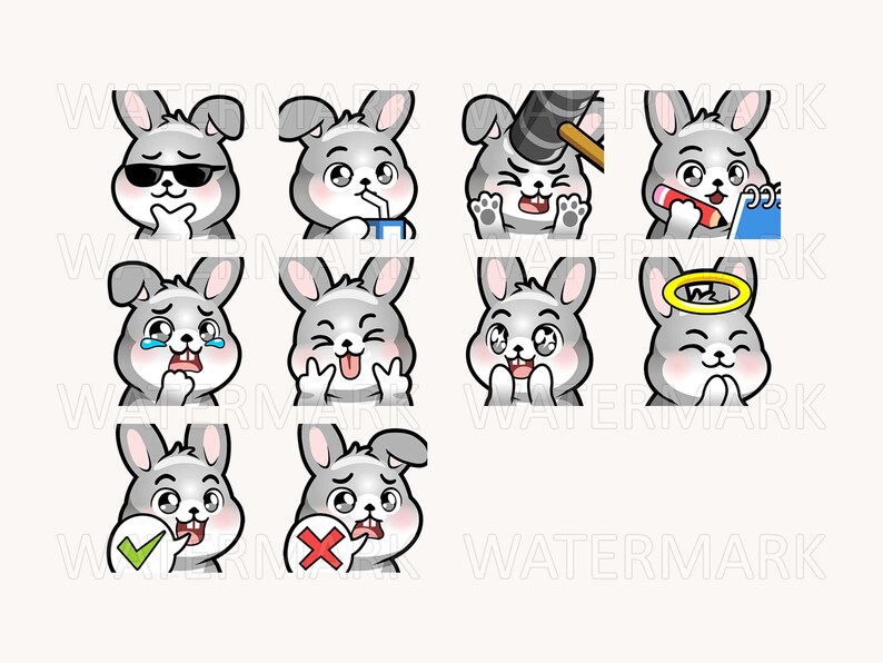 Bunny Emotes X 46 for Twitch & Discord Emote Rabbit Twitch - Etsy