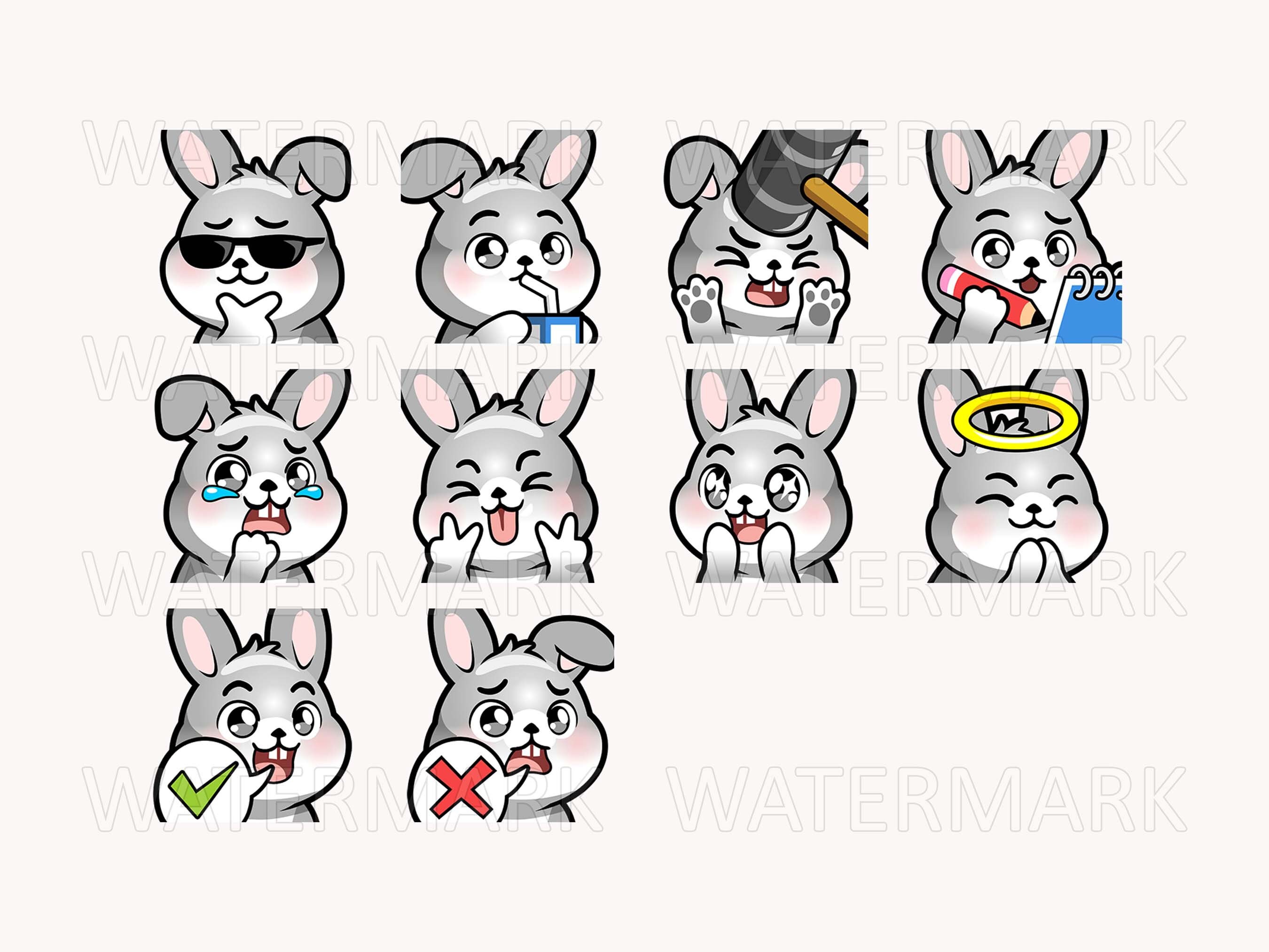 Bunny Emotes X 46 for Twitch & Discord Emote Rabbit Twitch - Etsy UK