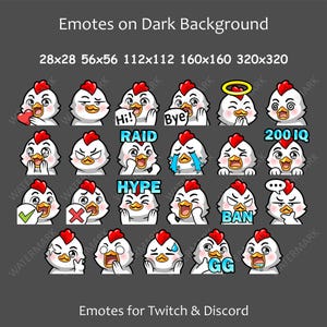 Chicken Emotes X 23 Pack 2 for Twitch & Discord Emote | Chicken Twitch ...