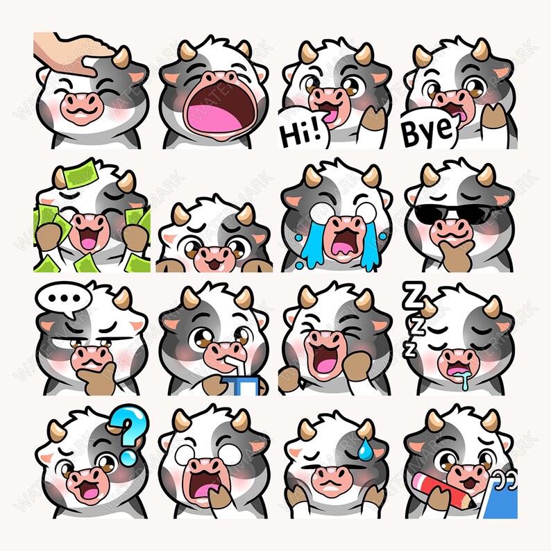 Cow Emotes: Twitch & Discord Emote Bundle (46 Emotes) (digital Download ...