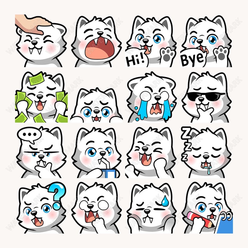 White Wolf Emotes X 46 for Twitch & Discord Emote White Wolf Twitch ...
