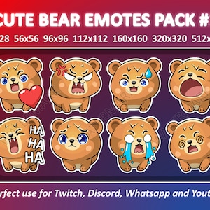 Cute Bear Emotes Pack #1 / Emotes for Twitch Emote, Discord Emote, and ...