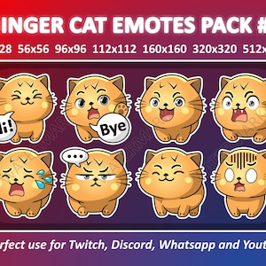 Ginger Cat Emotes Pack #3 / for Twitch Emote, Discord Emote, and ...