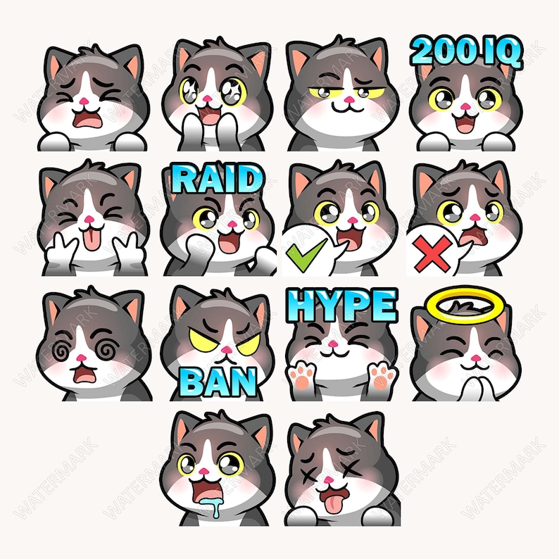 Tuxedo Cat Emotes X 46 for Twitch & Discord Emote | Tuxedo Cat Twitch ...