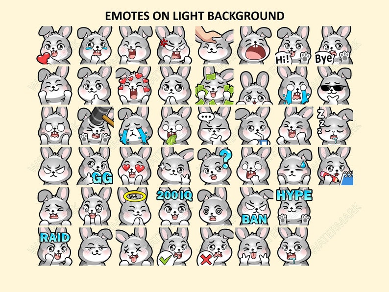 Bunny Emotes X 46 for Twitch & Discord Emote Rabbit Twitch - Etsy