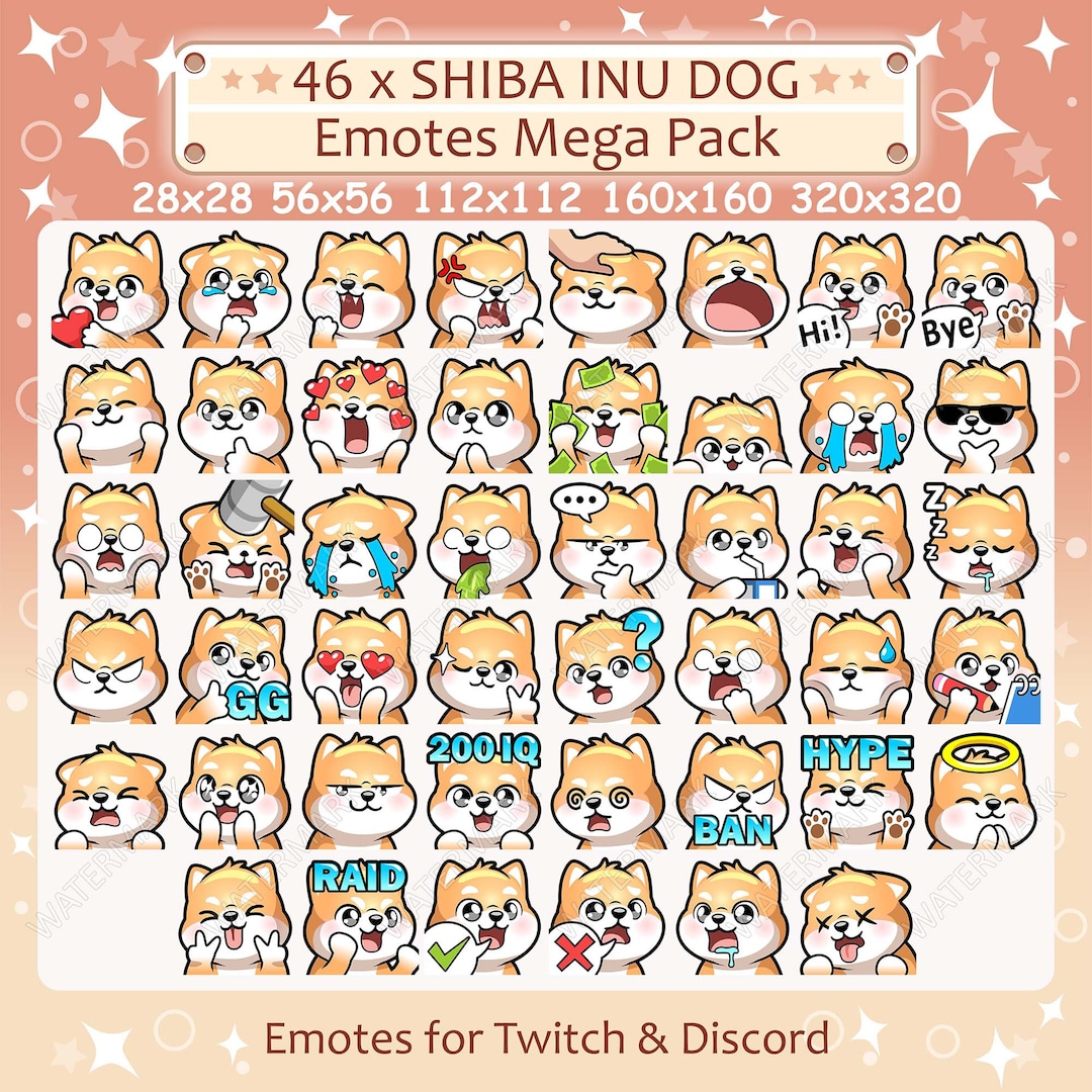 Shiba Inu Dog Emotes X 46 for Twitch & Discord Emote | Shiba Inu Dog ...