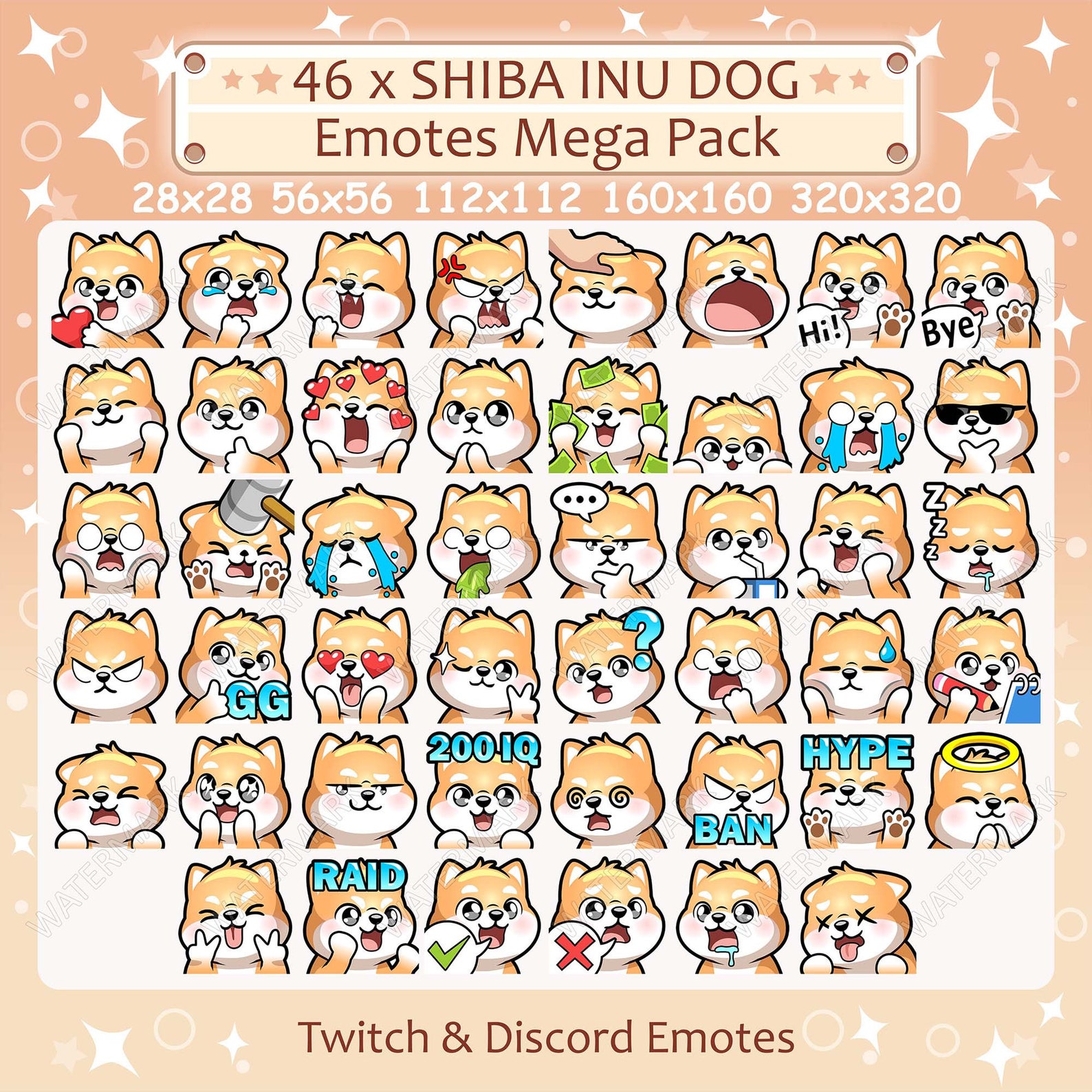 Shiba Inu Dog Emotes X 46 for Twitch & Discord Emote Shiba - Etsy