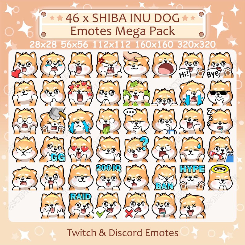 Shiba Inu Dog Emotes X 46 for Twitch & Discord Emote Shiba - Etsy