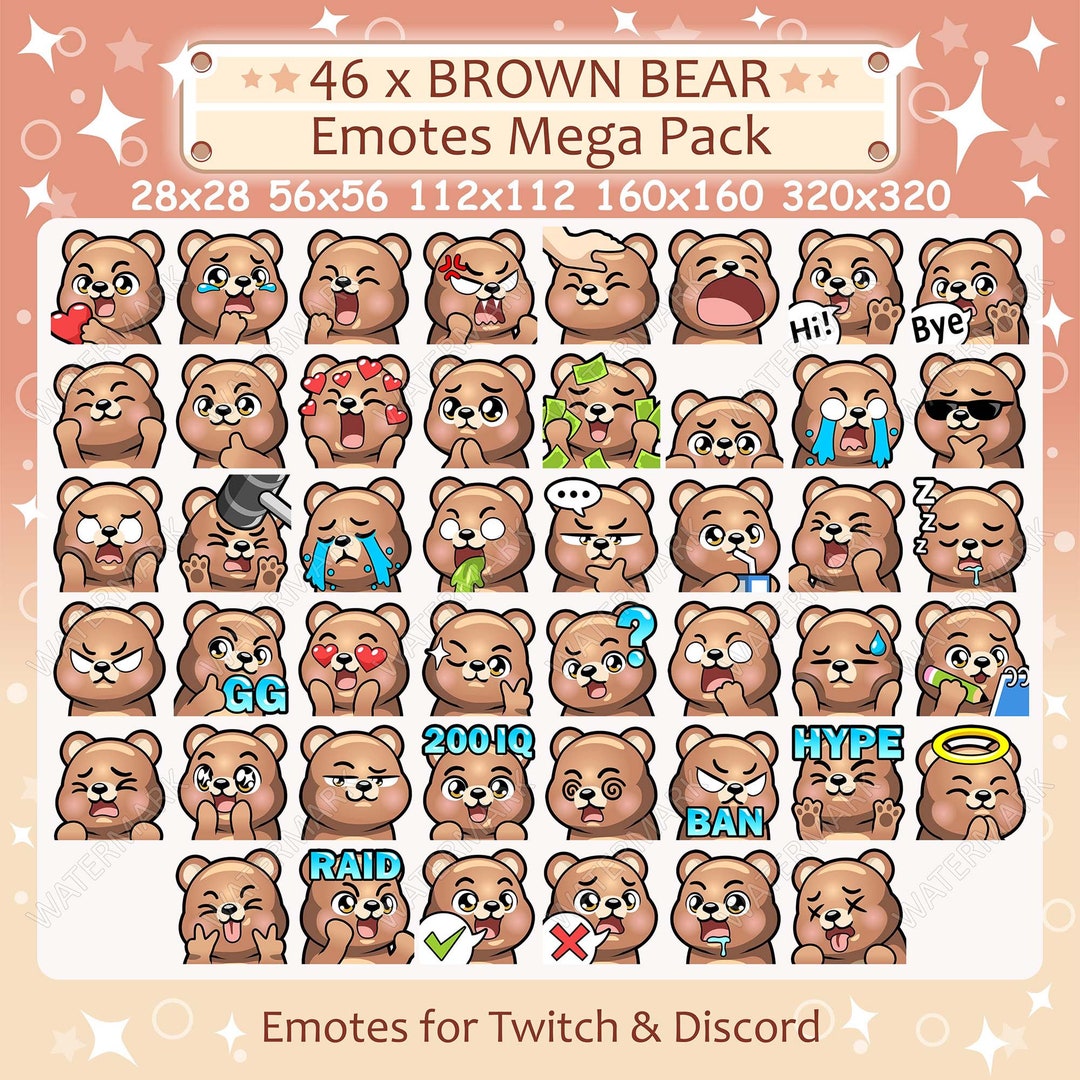 Brown Bear Emotes X 46 for Twitch & Discord Emote Teddy Bear Twitch ...