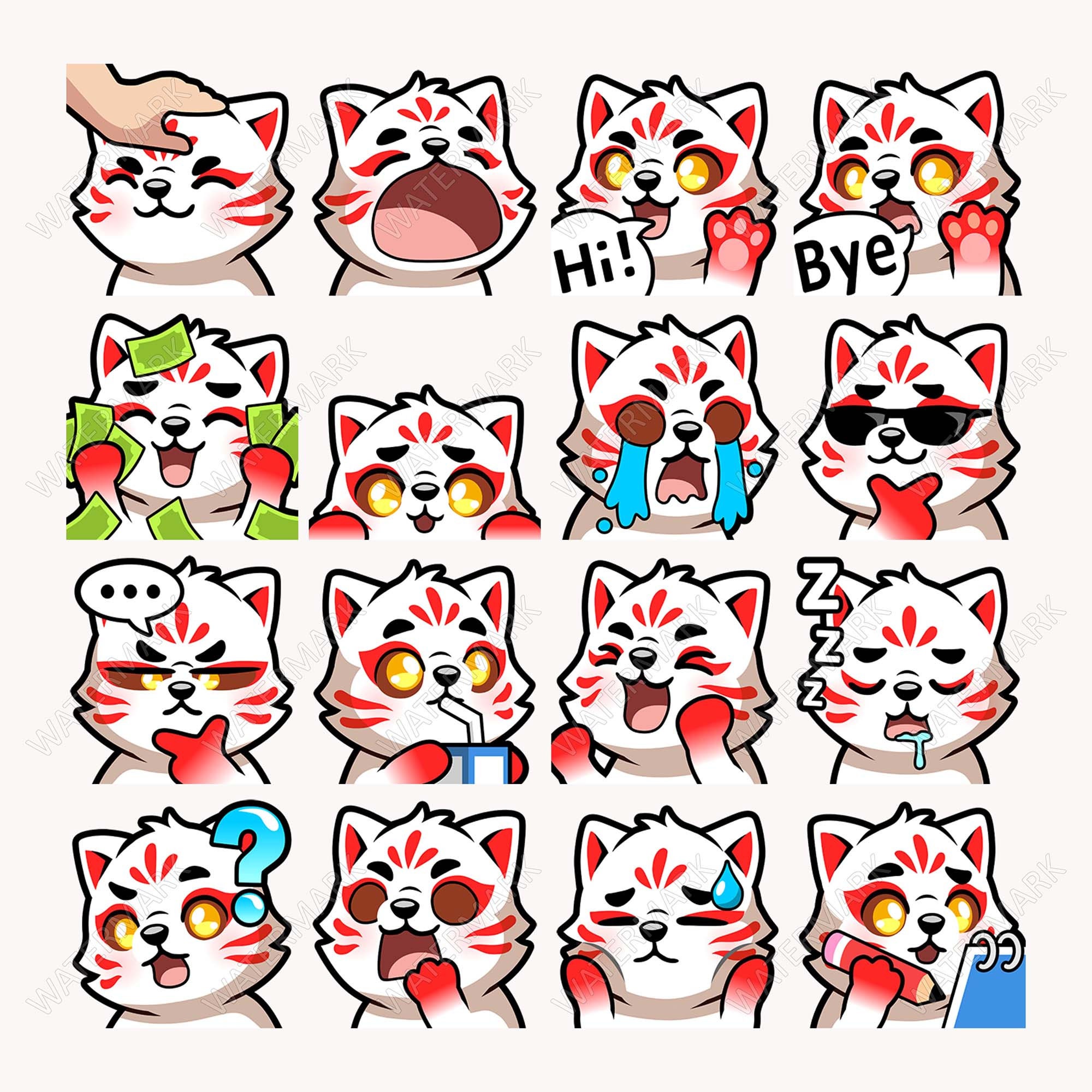 Kitsune Fox Emotes X 46 for Twitch & Discord Emote | Kitsune Fox Twitch ...