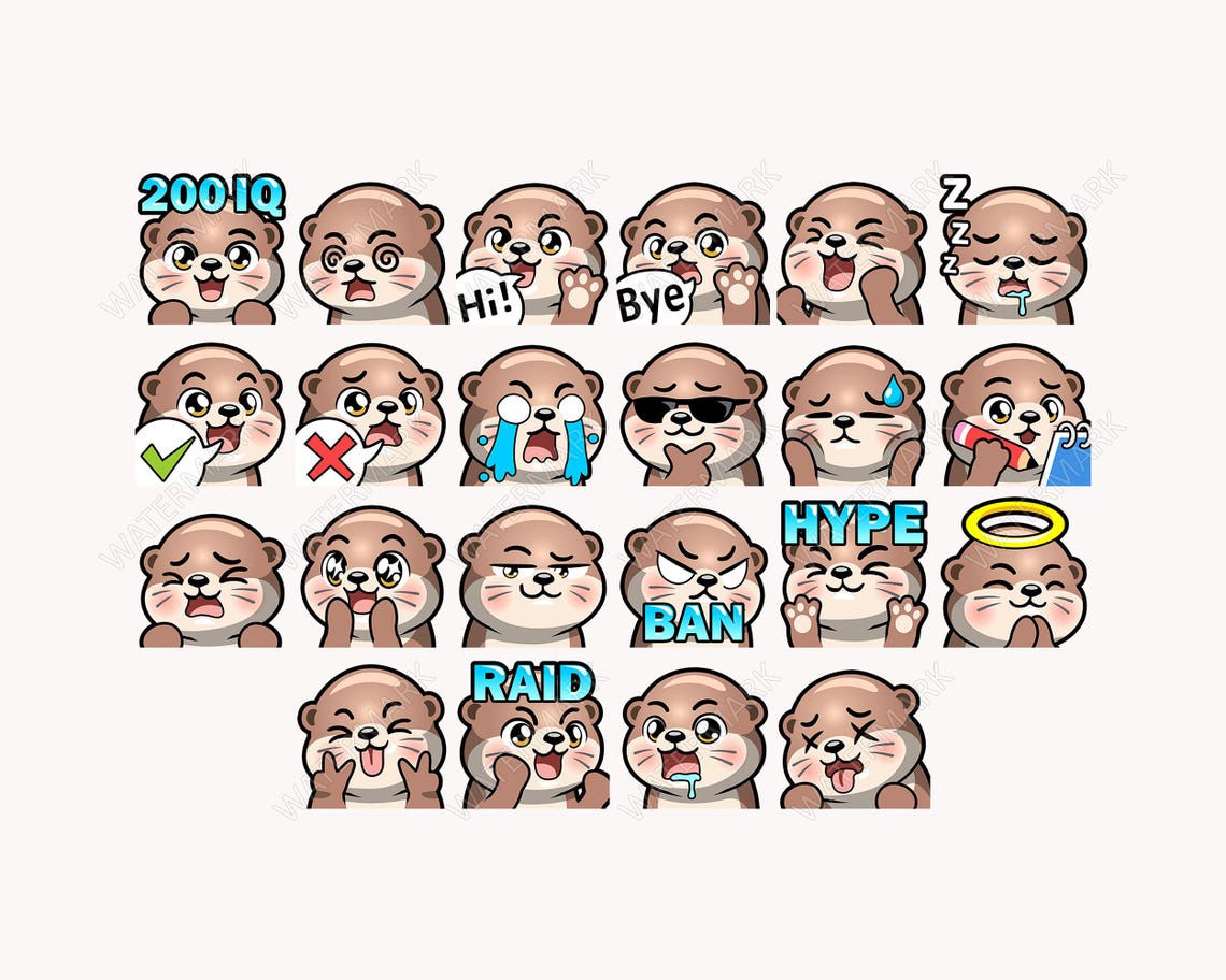 Otter Emotes X 46 for Twitch, Discord, Youtube, Facebook, Kick, Tiktok ...