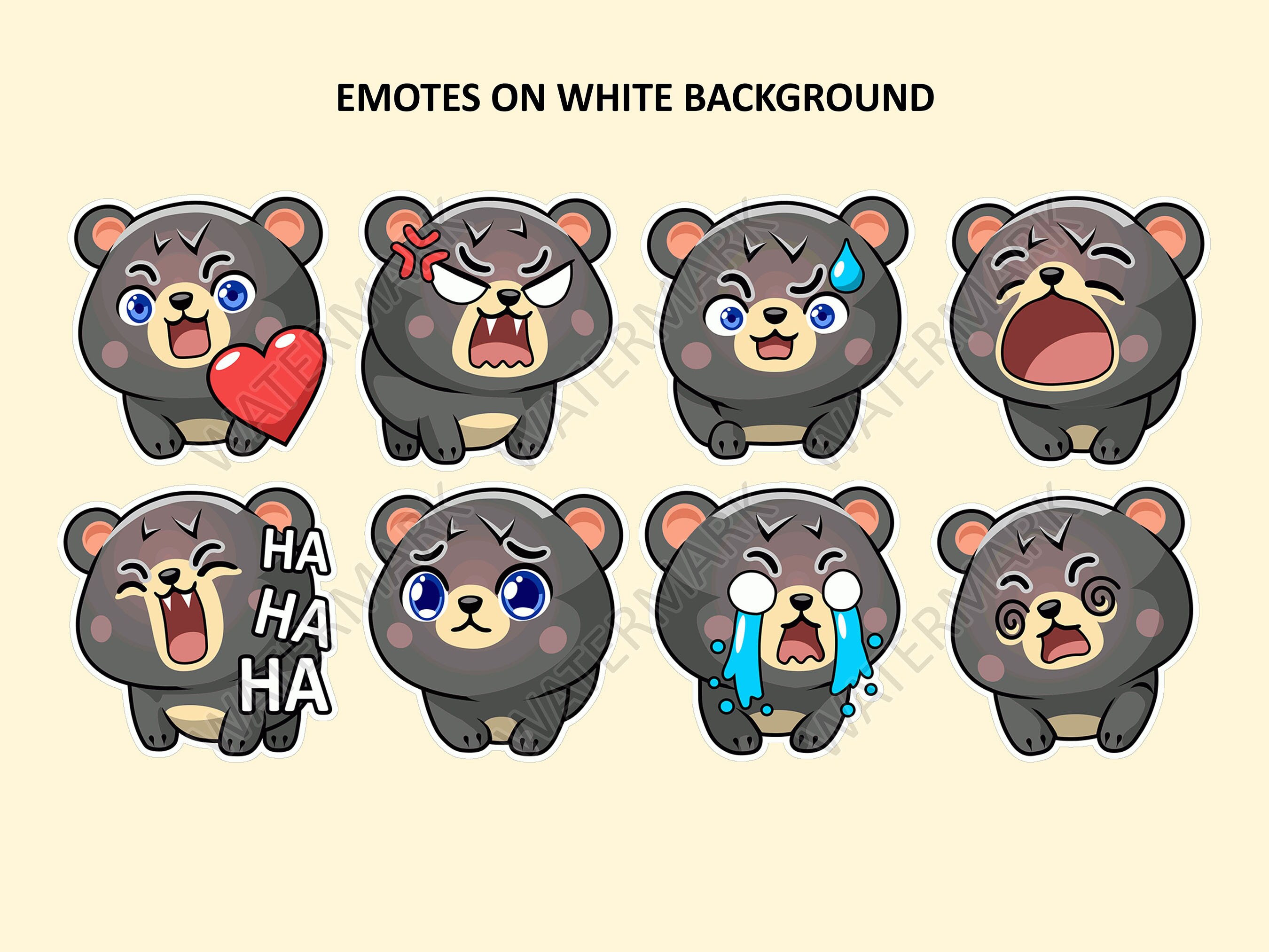 Black Bear Emotes Pack 1 / Emotes for Twitch Emote, Discord Emote, and ...
