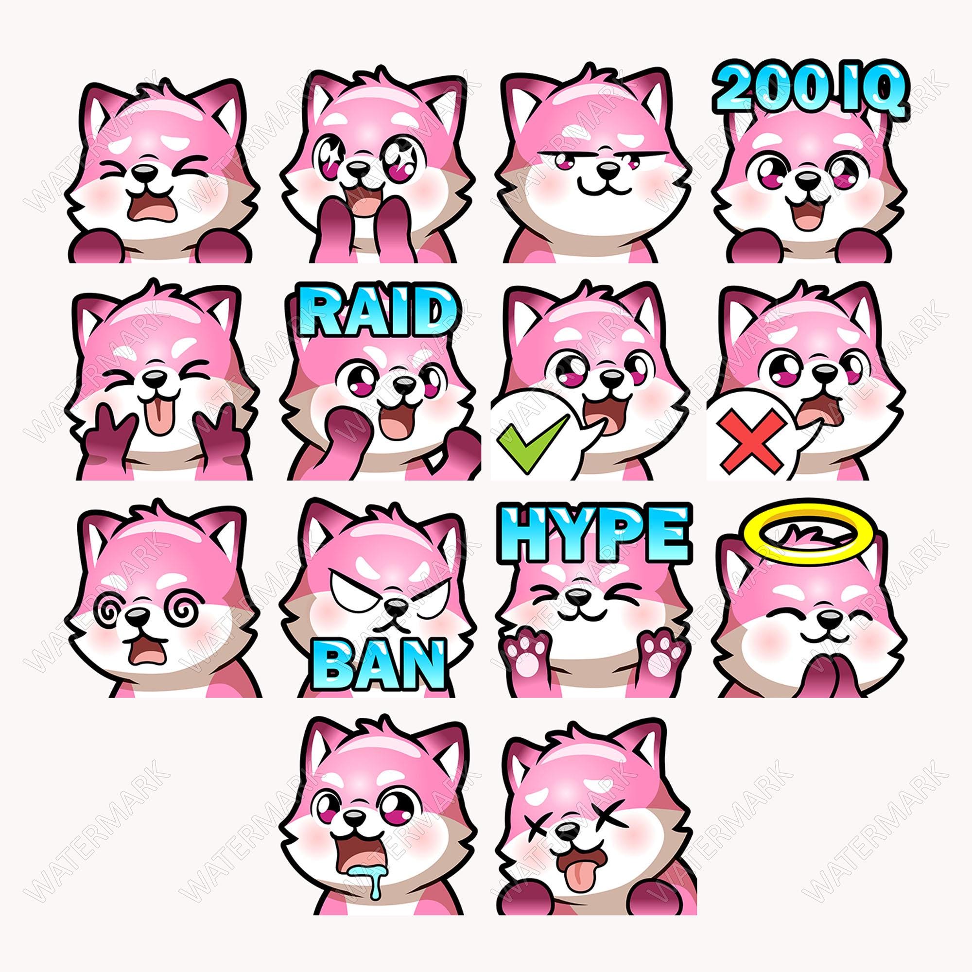 Pink Fox Emotes X 46 for Twitch & Discord Emote | Pink Fox Twitch Emote ...