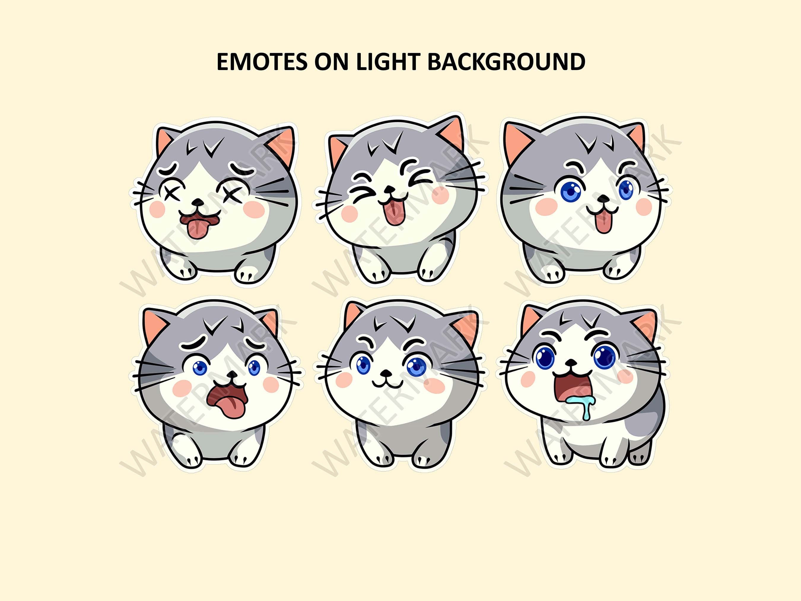 Gray Cat Emotes Pack #6 / for Twitch Emote, Discord Emote, and Whatsapp ...