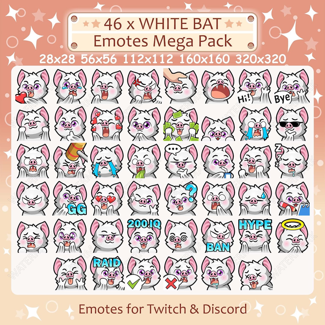 White Bat Emotes X 46 for Twitch & Discord Emote | White Bat Twitch ...