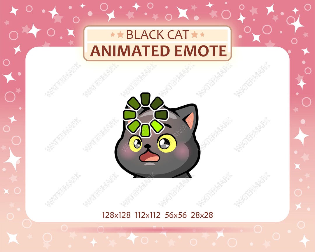 Animated Black Cat Emote, Loading Emote, Confused Emote, Twitch Emote ...