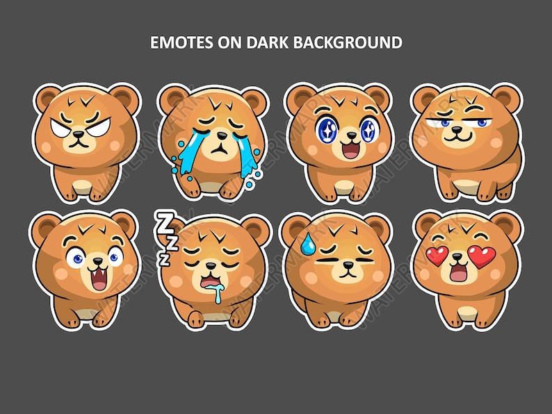 Cute Bear Emotes Pack #2 / Emotes for Twitch Emote, Discord Emote, and ...