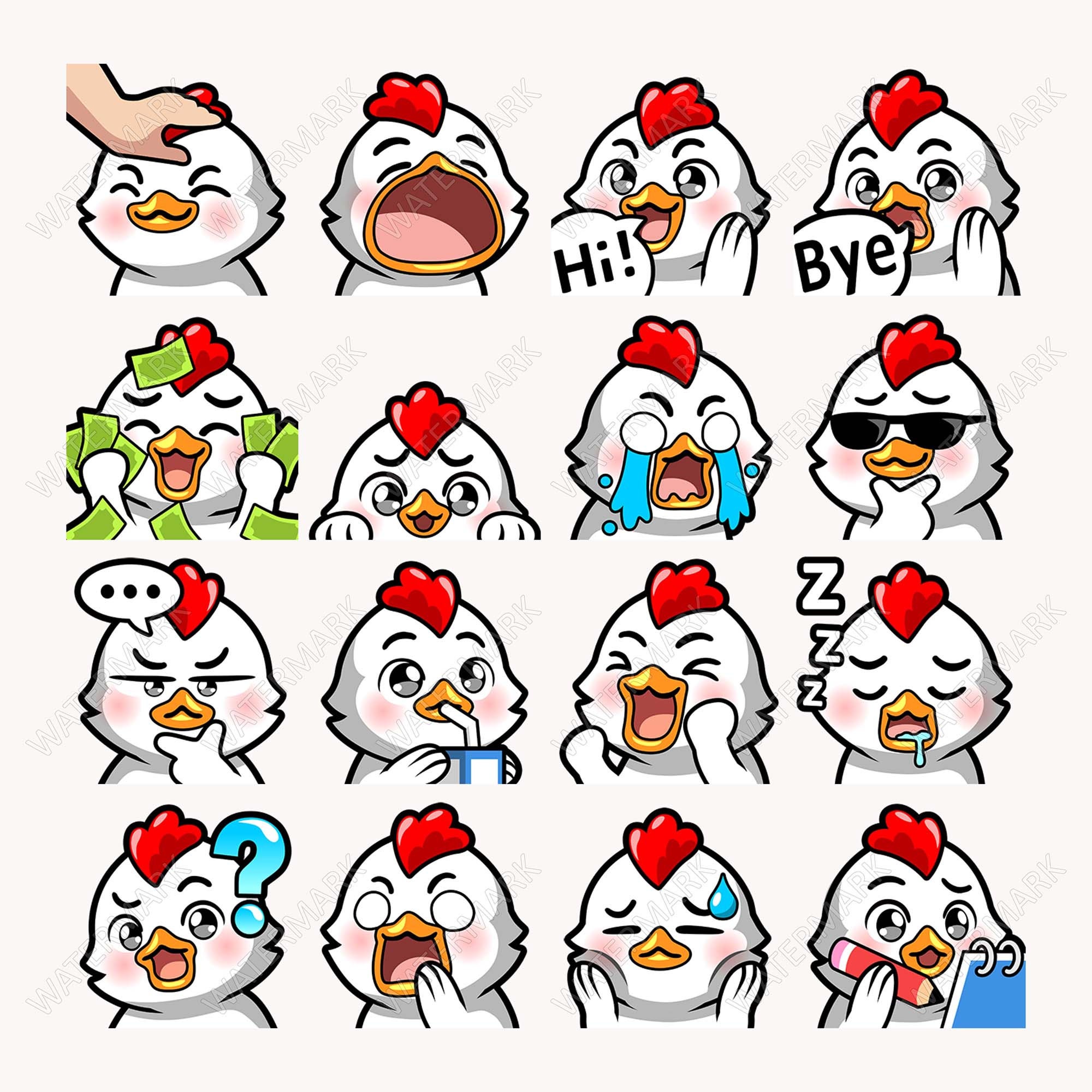 Chicken Emotes X 46 for Twitch & Discord Emote | Chicken Twitch Emote ...
