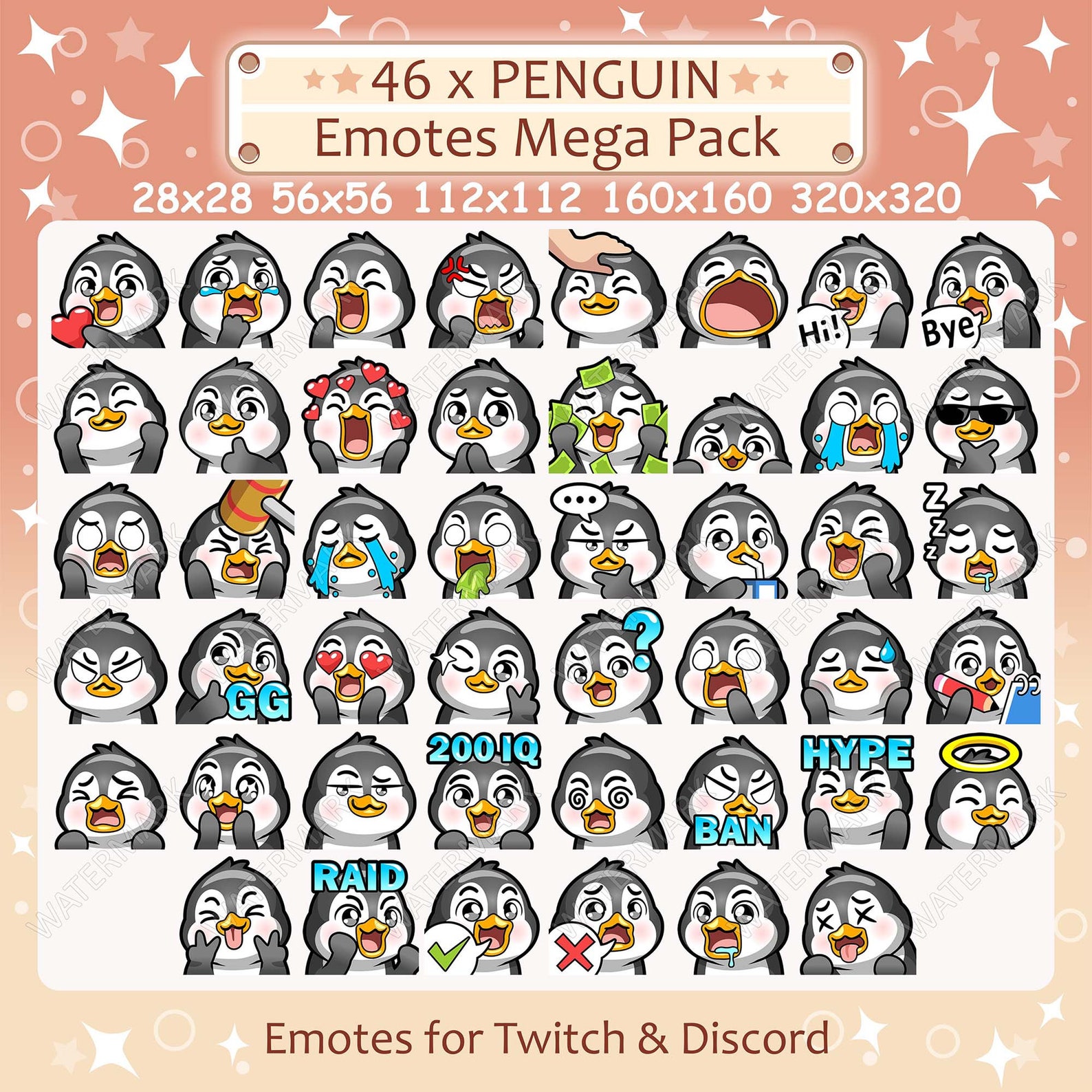 Penguin Emotes X 46 for Twitch & Discord Emote Penguin Twitch Emote ...