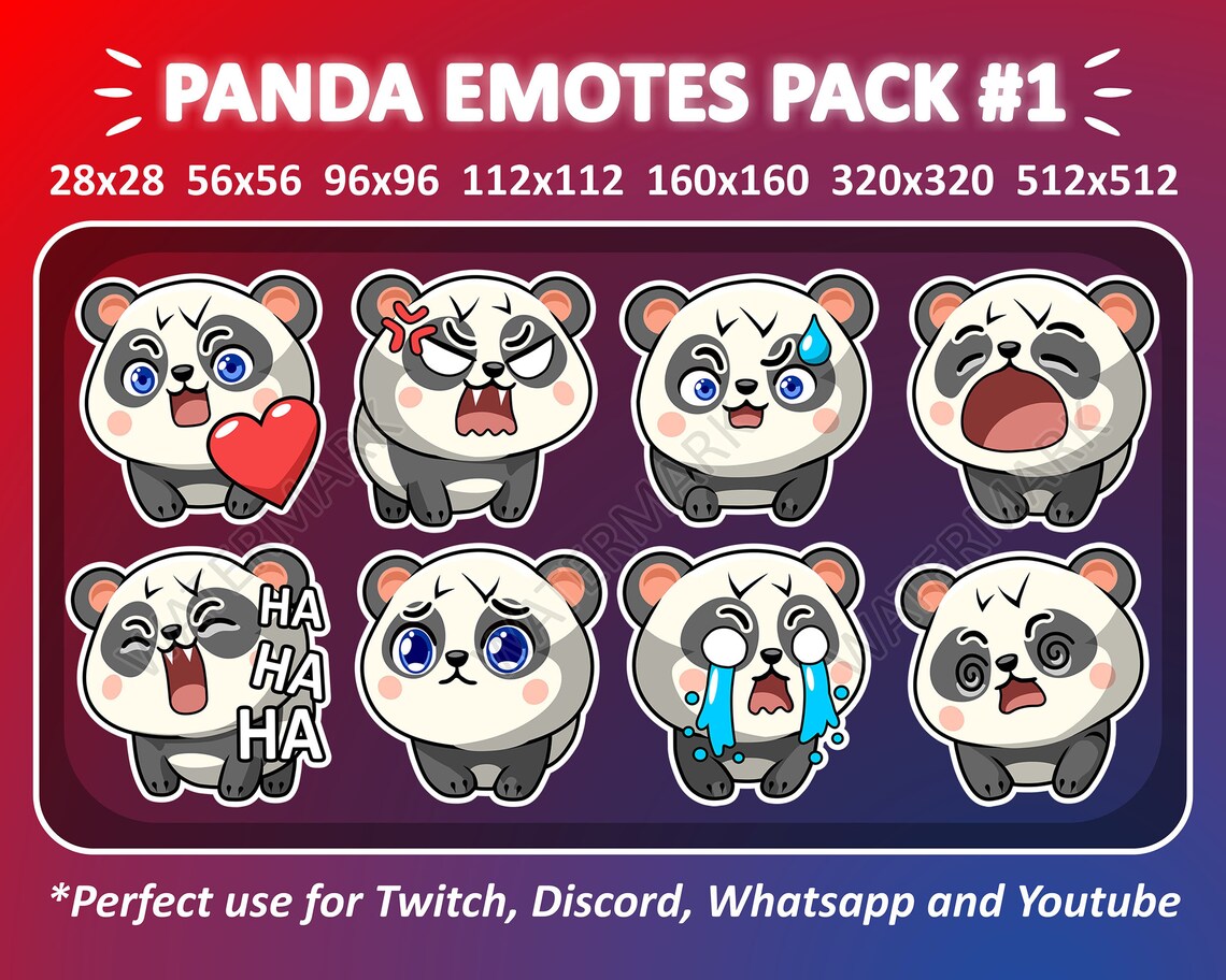 Panda Emotes Pack 1 / Emotes for Twitch Emote, Discord Emote, and ...