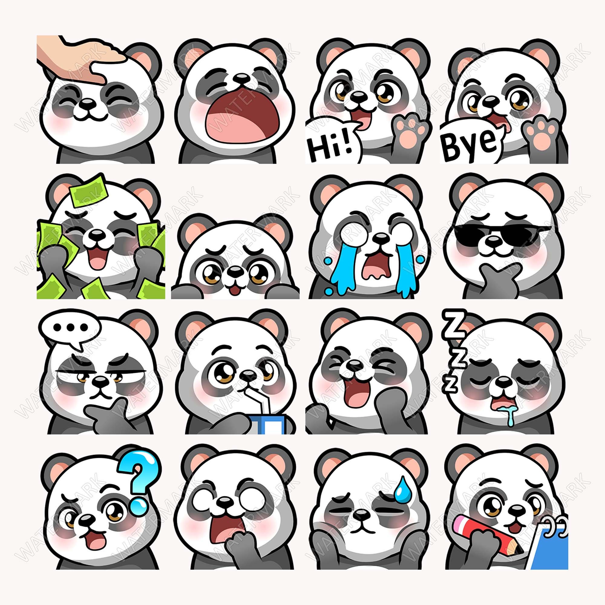 Panda Emotes X 46 for Twitch & Discord Emote | Panda Bear Twitch Emote ...