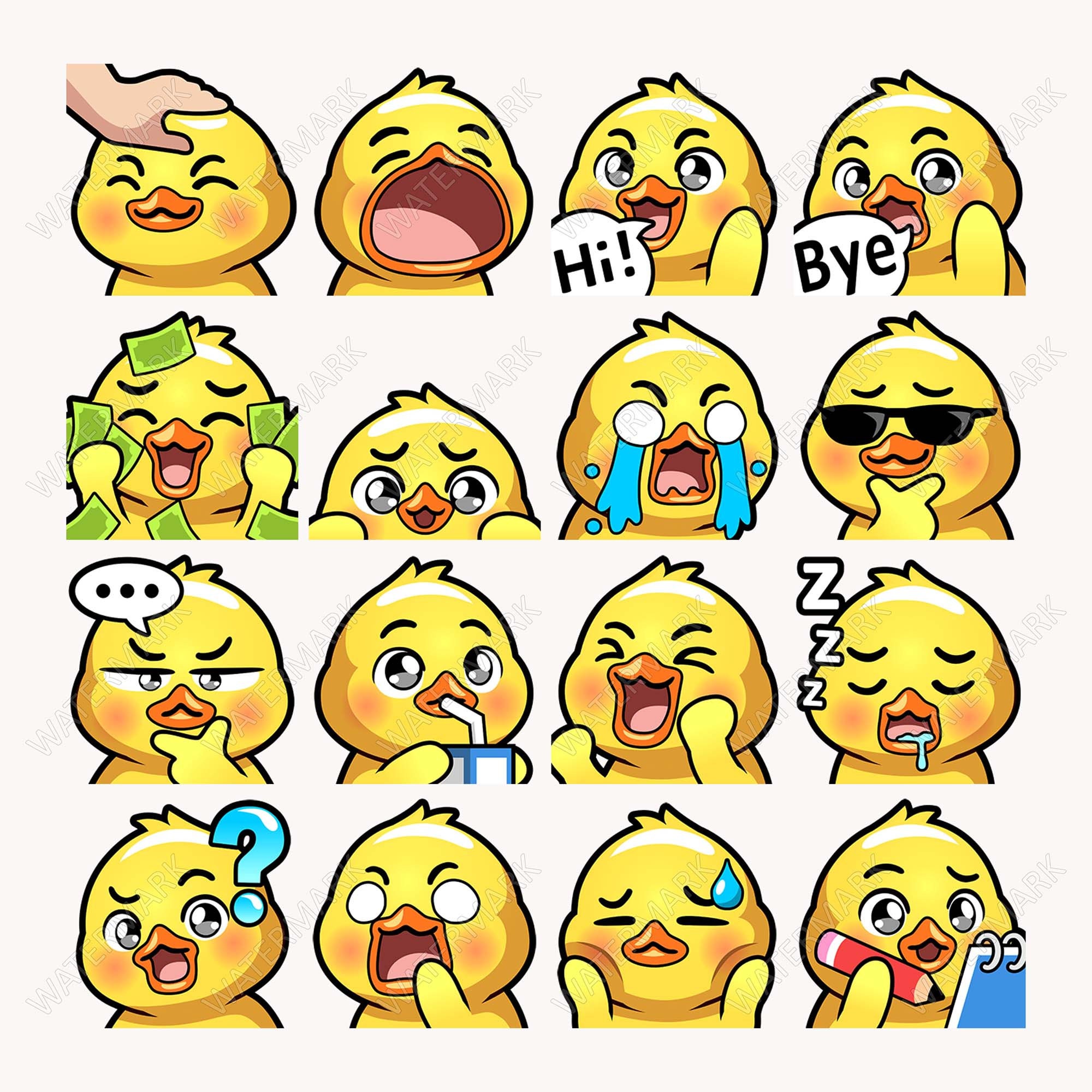 Yellow Chick / Duck Emotes X 46 for Twitch and Discord Emote | Chick ...