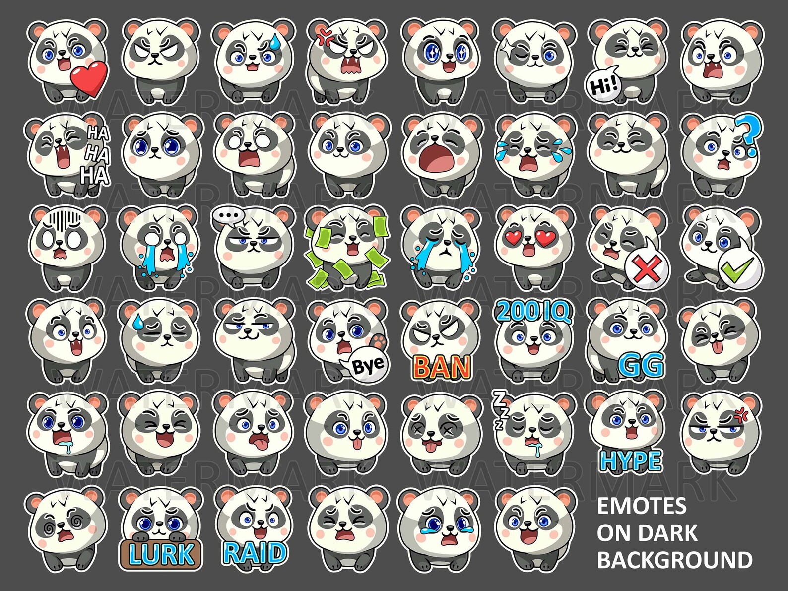 Panda Emotes X 46 for Twitch & Discord Emote and Whatsapp Emote / Cute ...