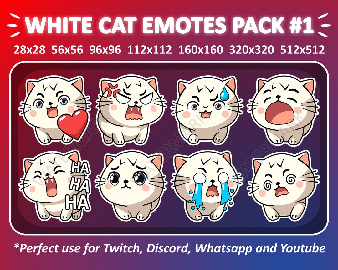 White Cat Emotes Pack #1 / for Twitch Emote, Discord Emote, and ...