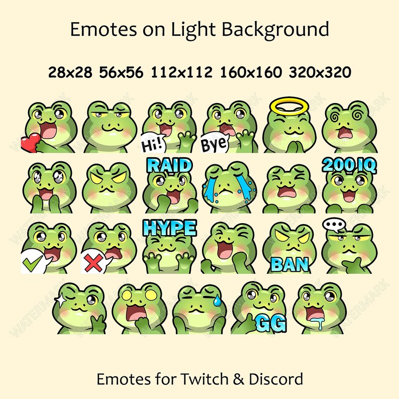 Cute Frog Emotes X 23 Pack 2 for Twitch & Discord Emote | Green Frog ...