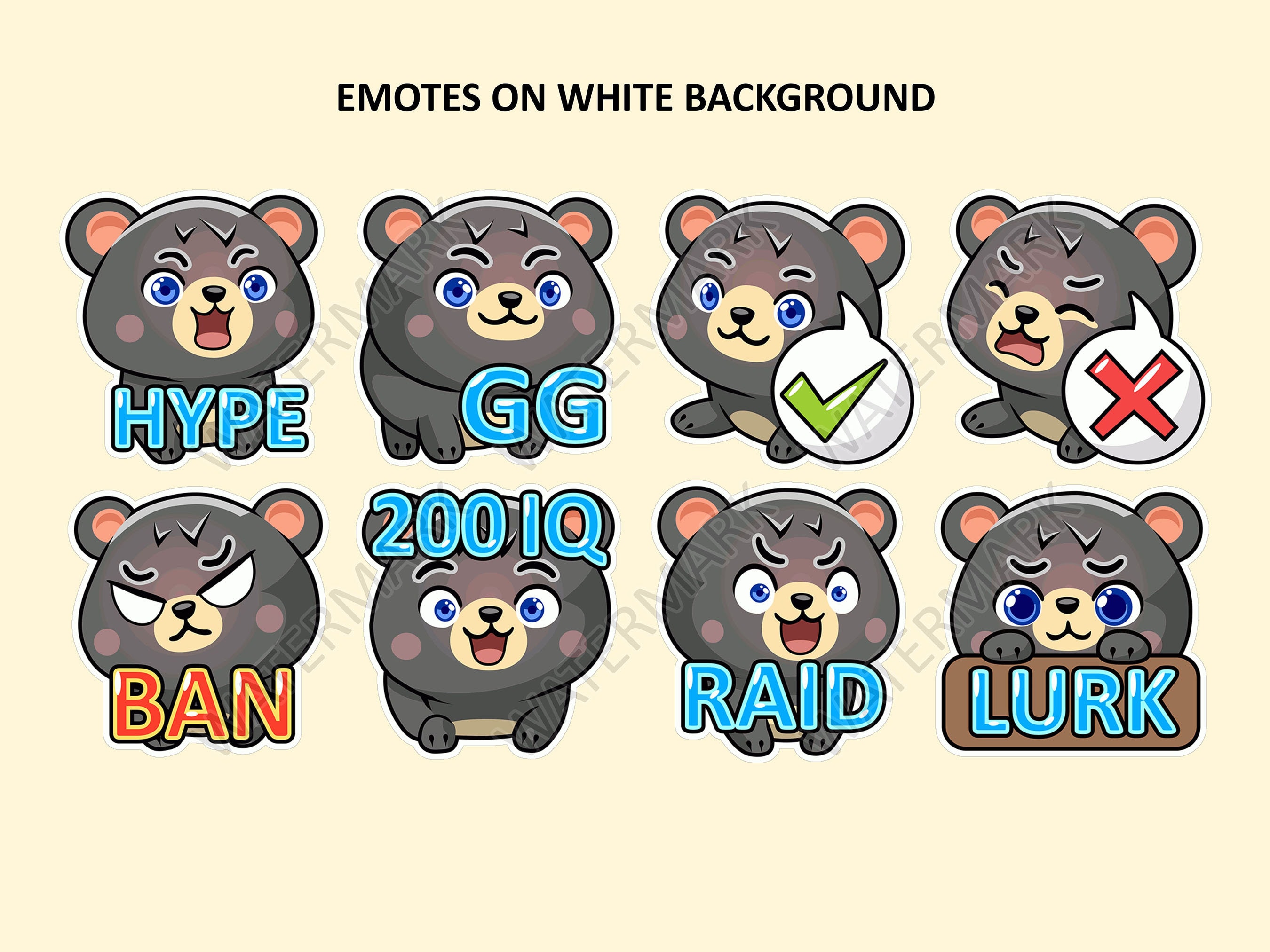 Black Bear Emotes Pack 5 / Emotes for Twitch Discord and - Etsy