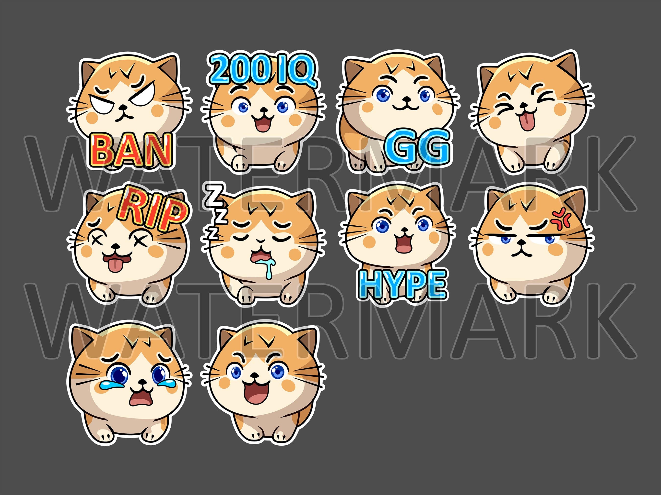 Cat Emotes X 46 for Twitch & Discord Emote / Cute Kawaii Chibi Cat ...