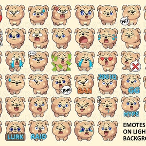 Dog Emotes X 46 for Twitch & Discord Emote and Whatsapp Emote | Cute ...