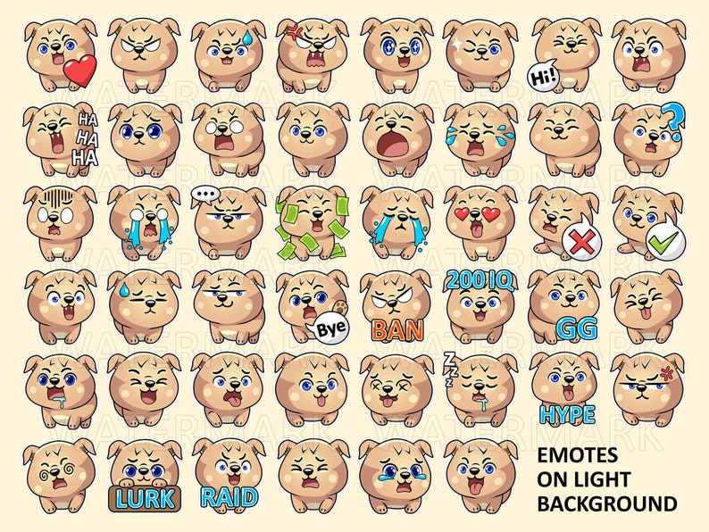 Dog Emotes X 46 for Twitch & Discord Emote and Whatsapp Emote | Cute ...