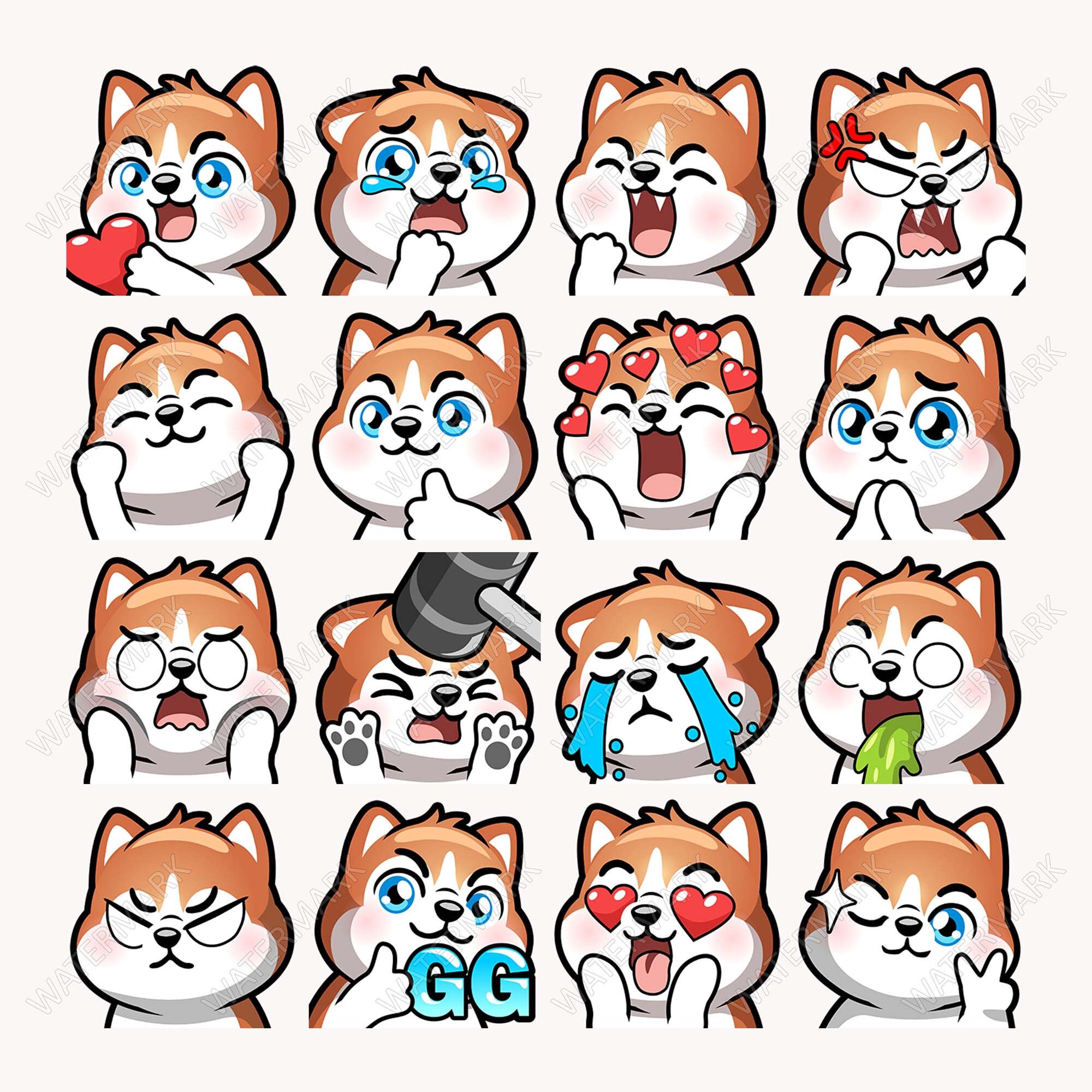 Brown Husky Dog Emotes X 46 for Twitch & Discord Emote | Husky Dog ...