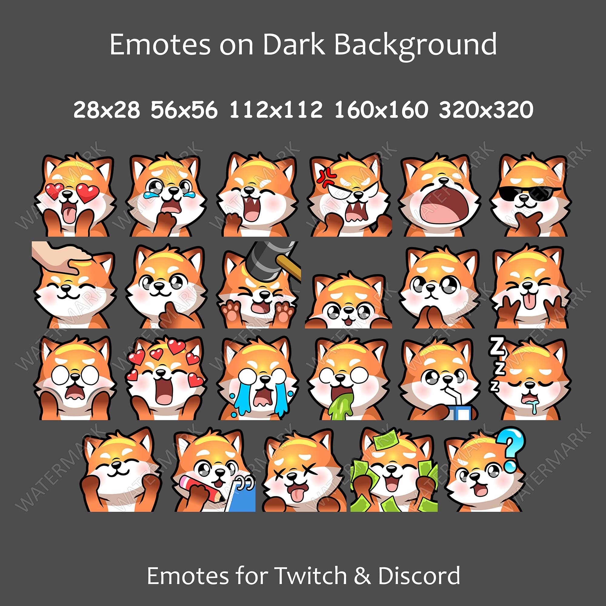 Fox Emotes X 23 Pack 1 for Twitch & Discord Emote | Red Fox Twitch ...