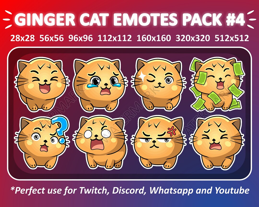 Ginger Cat Emotes Pack #4 / for Twitch Emote, Discord Emote, and ...