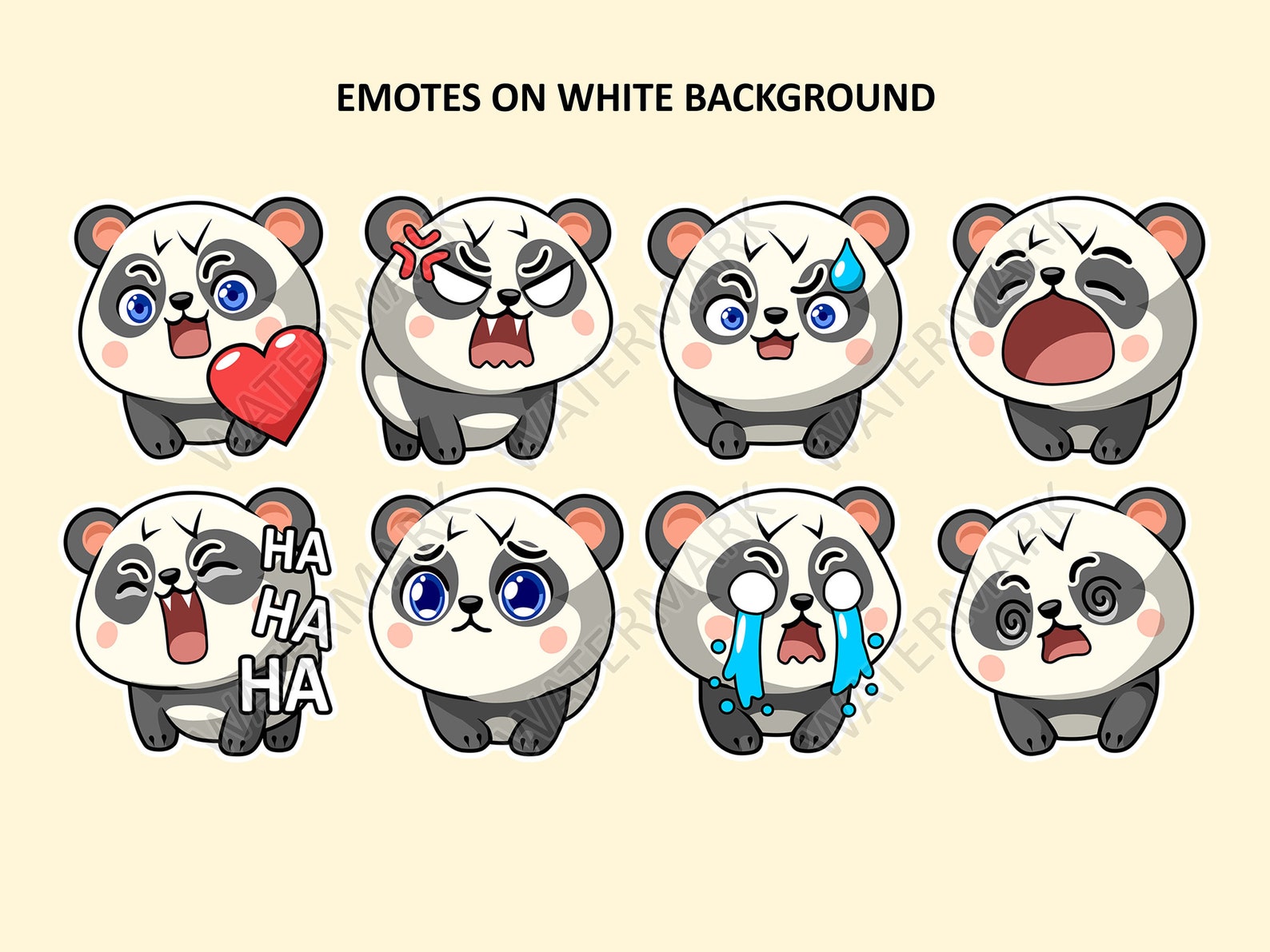 Panda Emotes Pack 1 / Emotes for Twitch Emote, Discord Emote, and ...