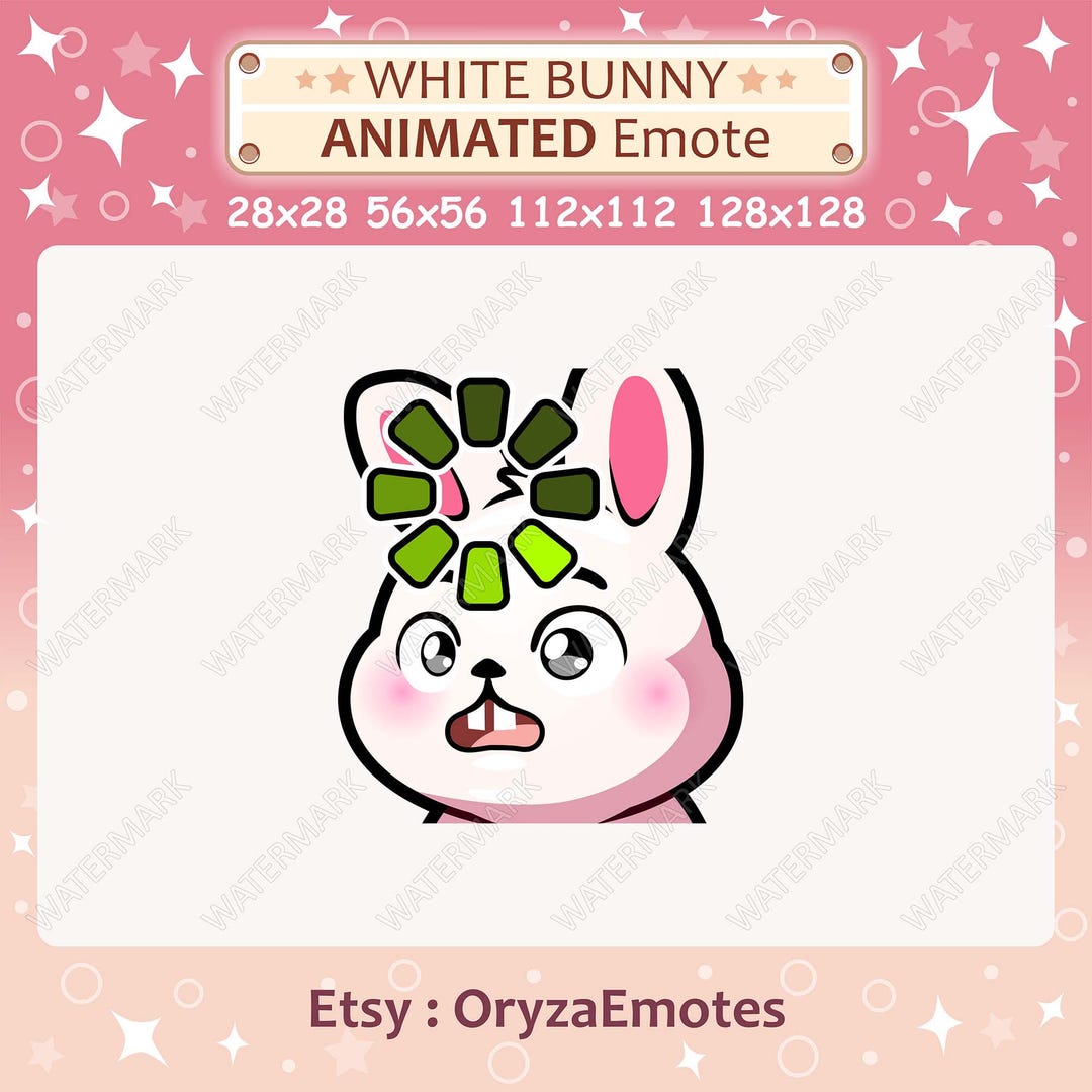 Animated Emote White Bunny Loading Sign Emote, White Rabbit Confused ...