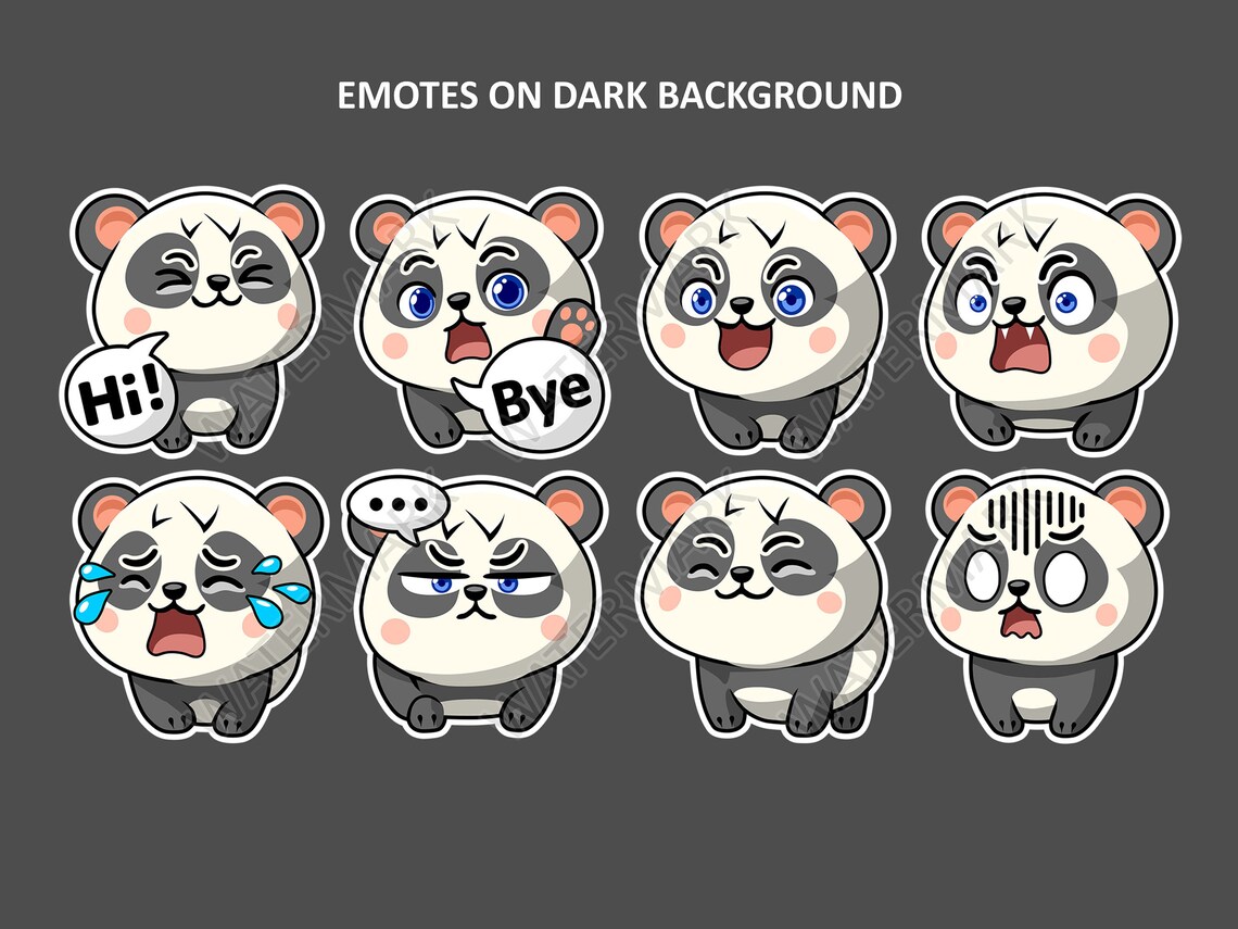Panda Emotes Pack #3 / Emotes for Twitch Emote, Discord Emote, and ...