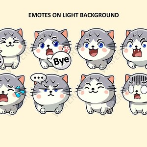 Gray Cat Emotes Pack #3 / for Twitch Emote, Discord Emote, and Whatsapp ...