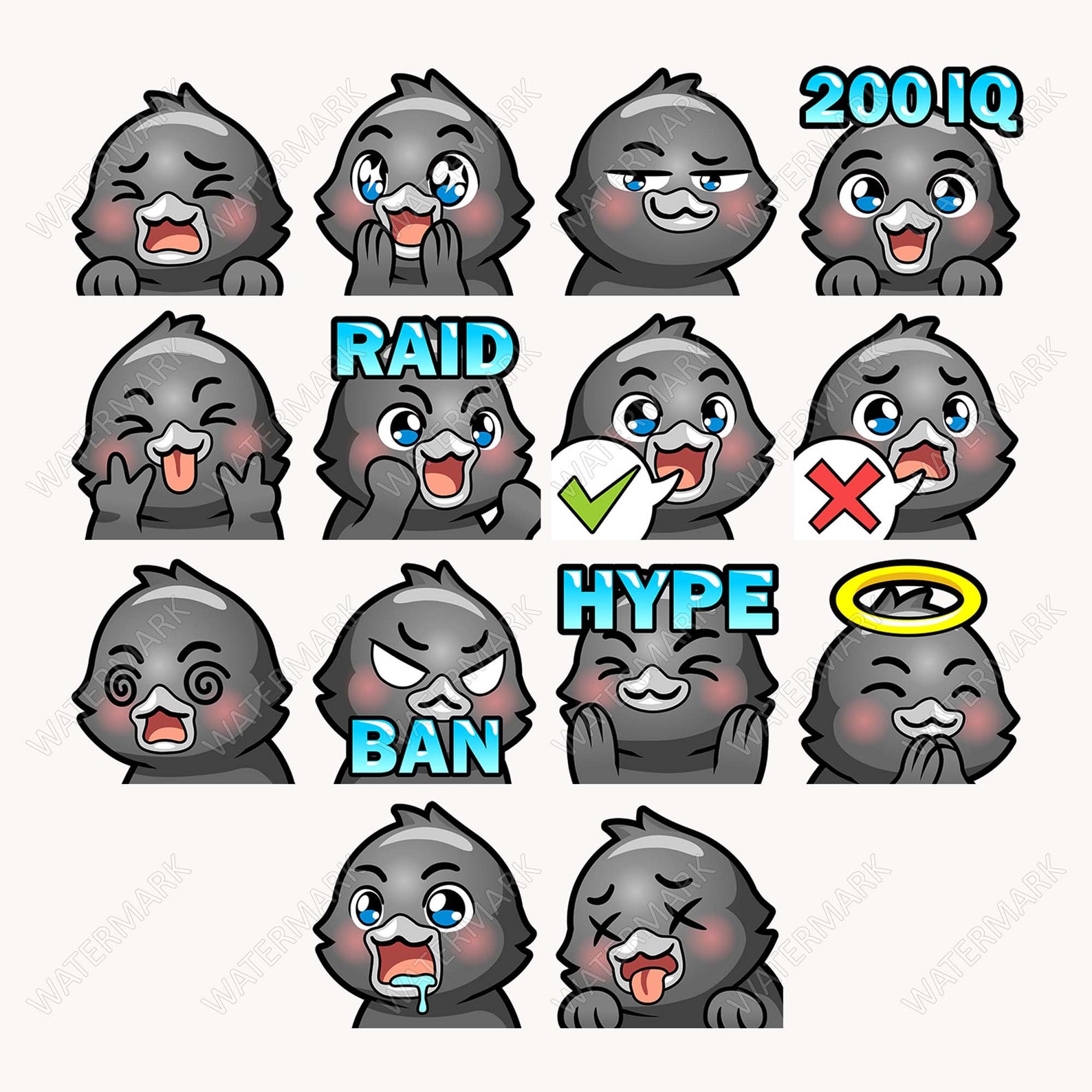 Crow / Raven Emotes X 46 for Twitch and Discord Emote Black Crow Twitch ...