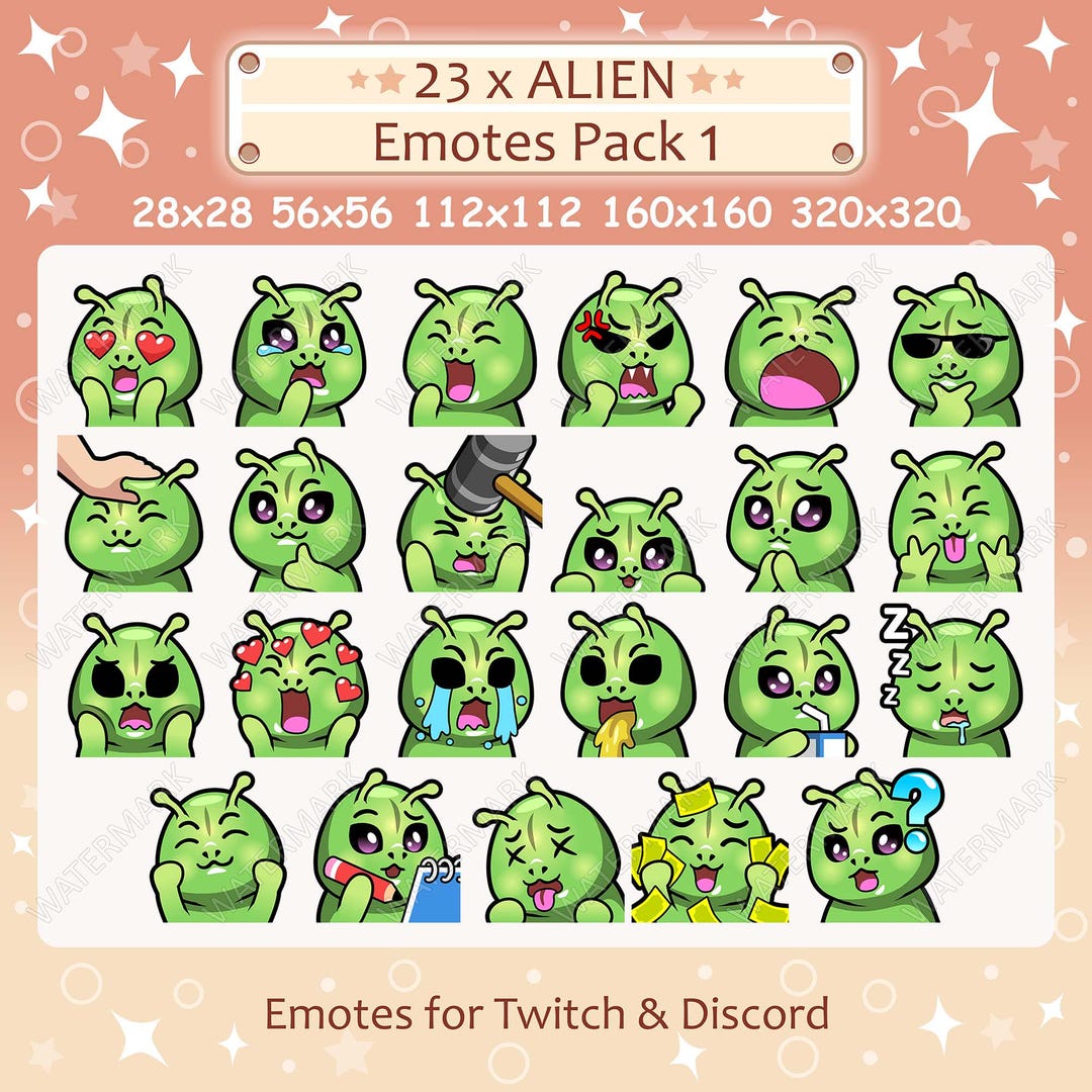 Alien Emotes X 23 Pack 1 for Twitch & Discord Emote | Alien Twitch ...