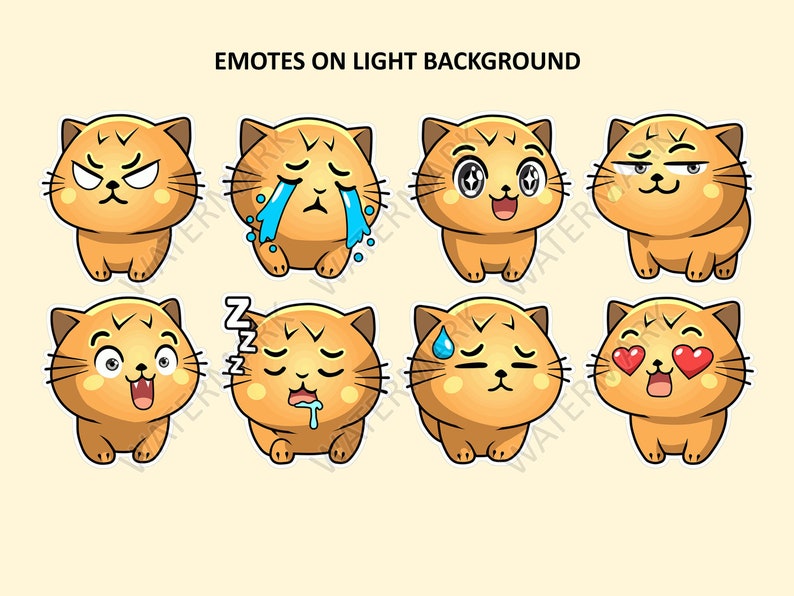 Ginger Cat Emotes Pack #2 / for Twitch Emote, Discord Emote, and ...