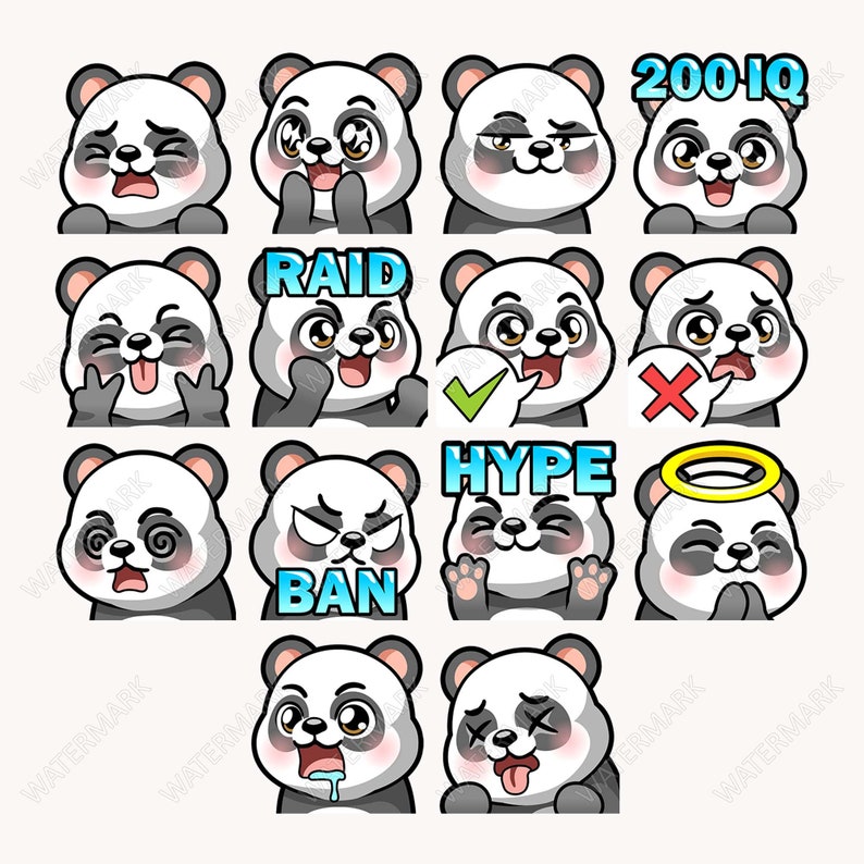 Panda Emotes X 46 for Twitch & Discord Emote | Panda Bear Twitch Emote ...