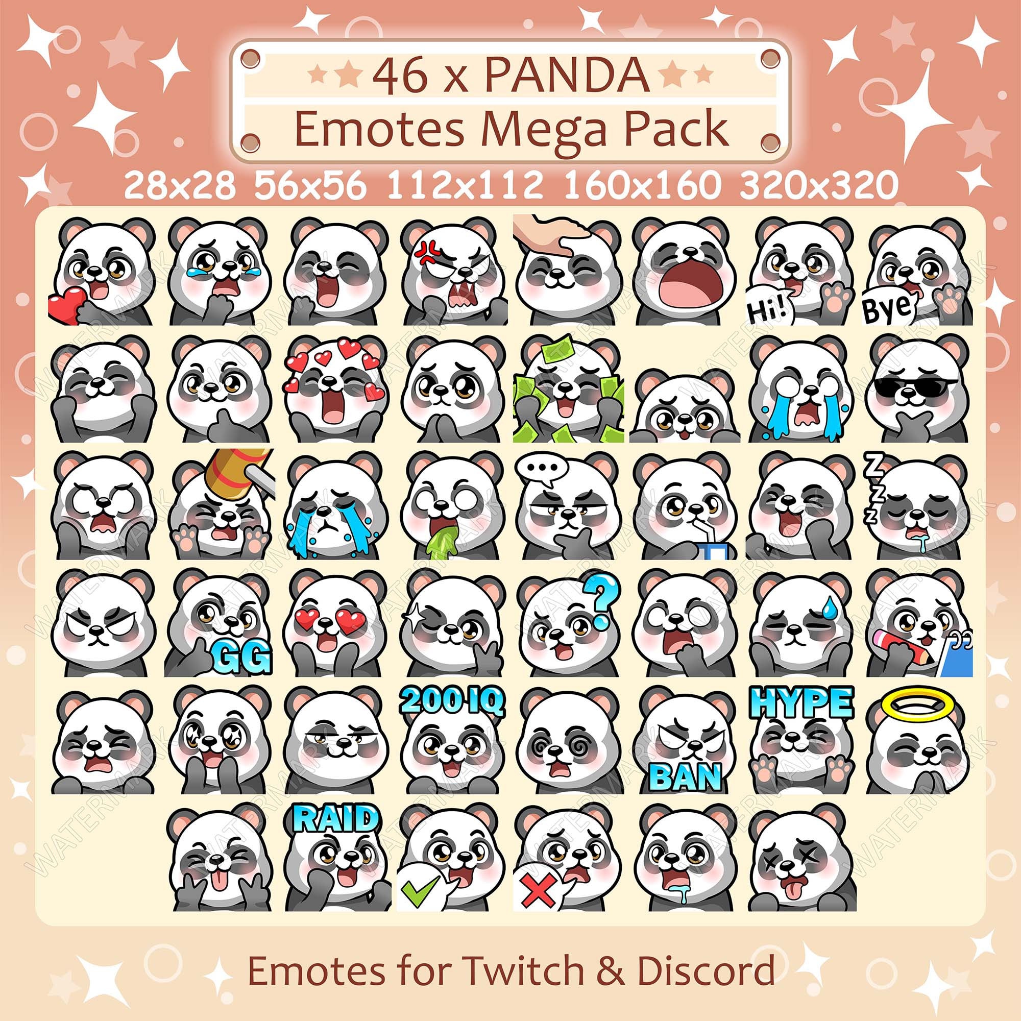 Panda Emotes X 46 for Twitch & Discord Emote | Panda Bear Twitch Emote ...